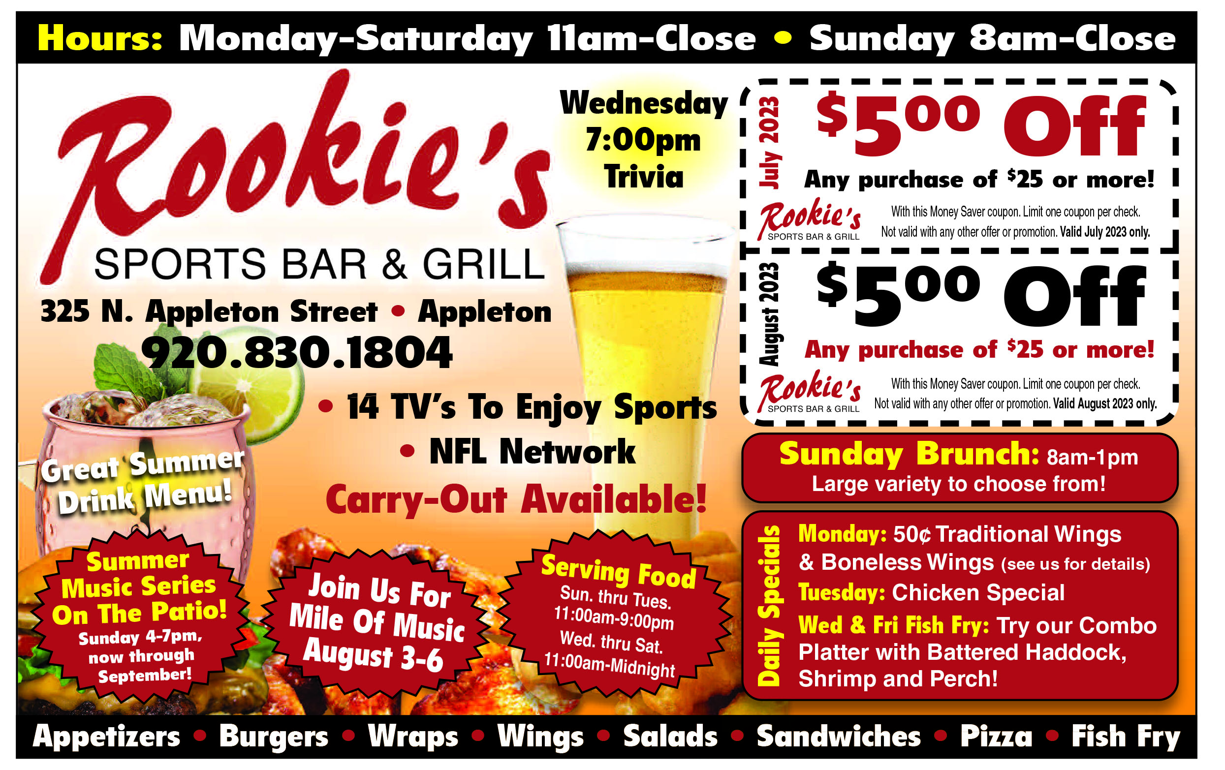 Rookie's Sports Bar & Grill - Money Saver
